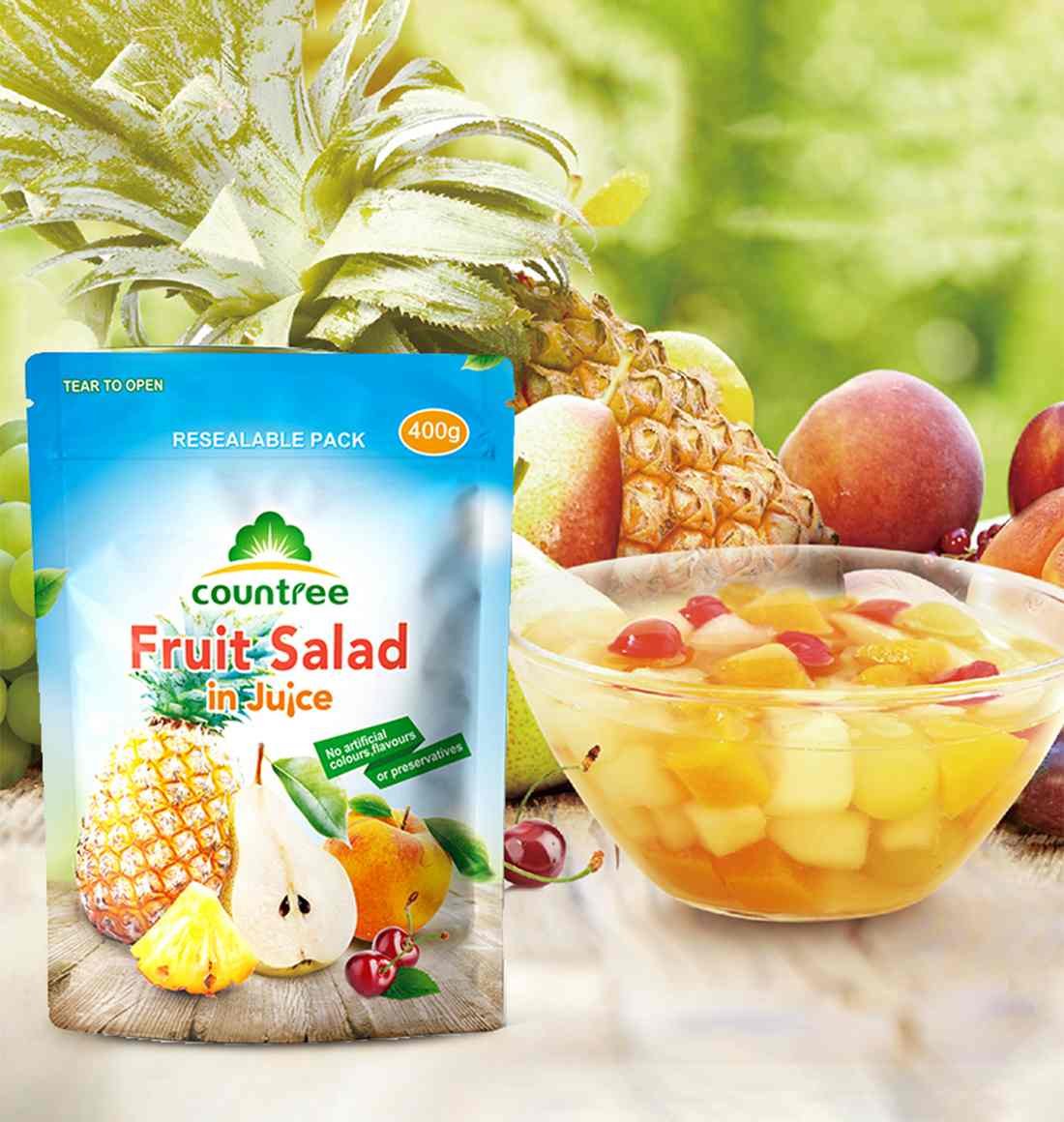 Fruit salad in pouch